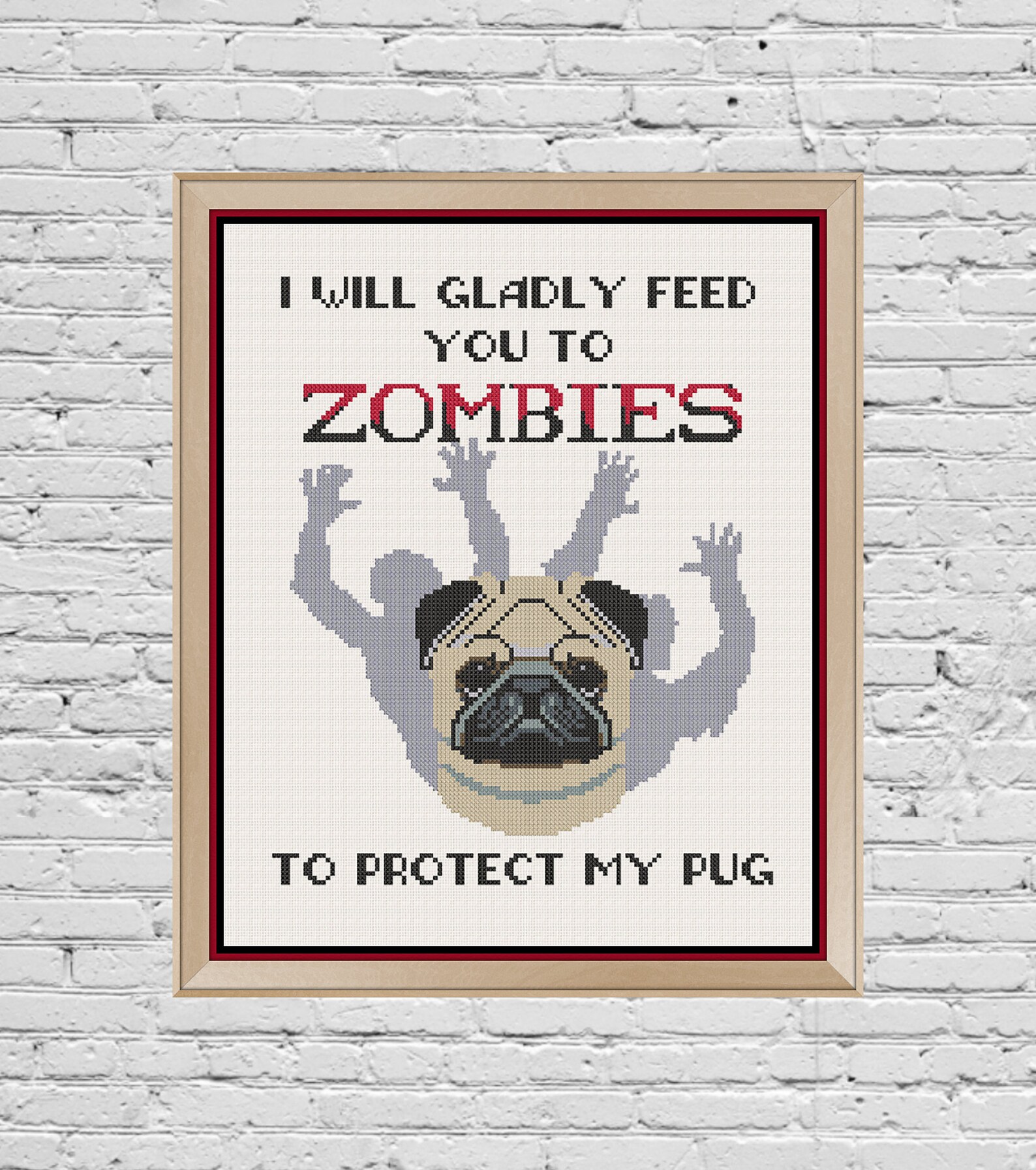 Zombies Pug Cross Stitch Pattern PDF Digital Download - Etsy