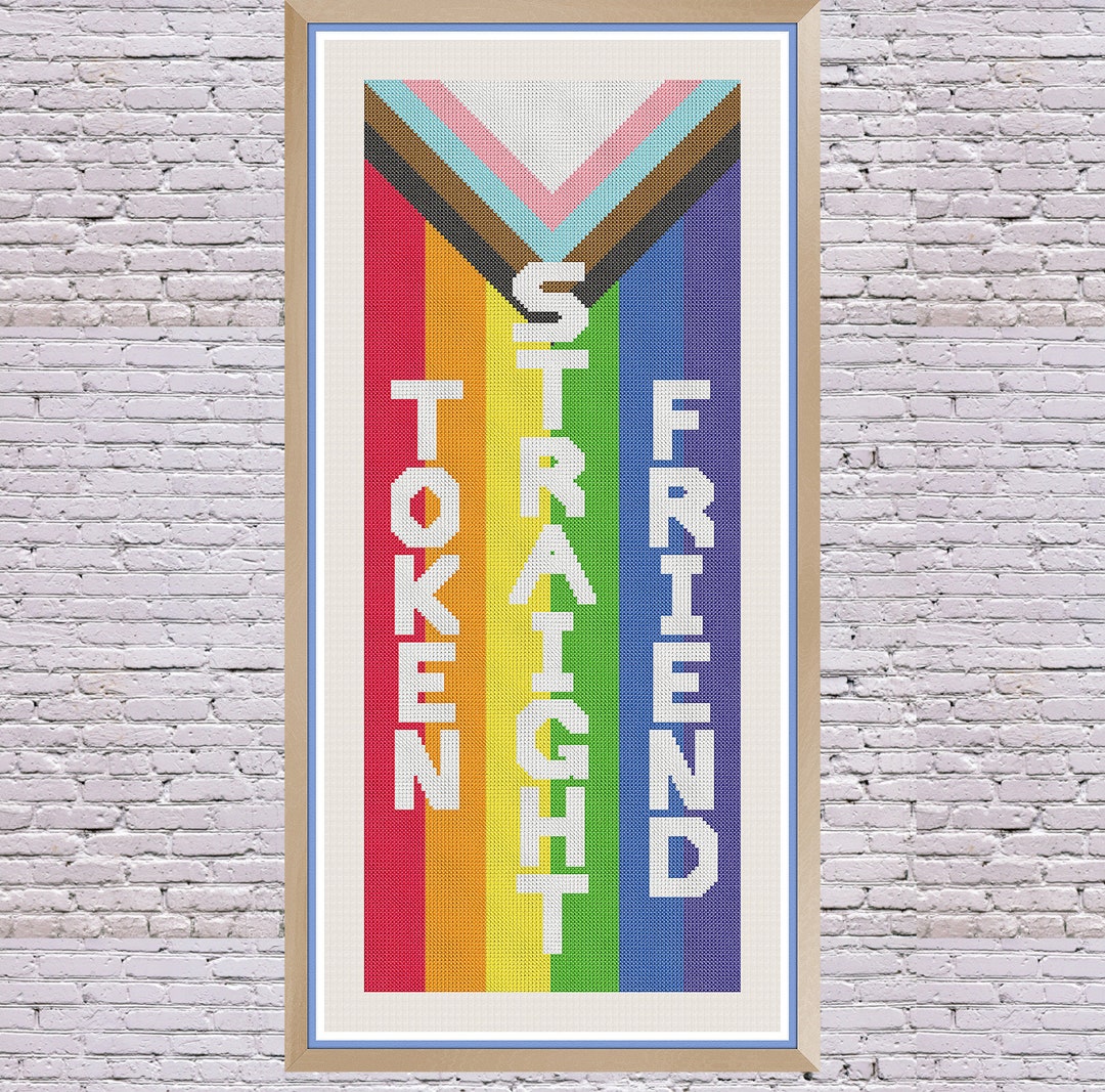 Inclusive Pride Flag Token Straight Friend Queer Modern Cross Stitch ...