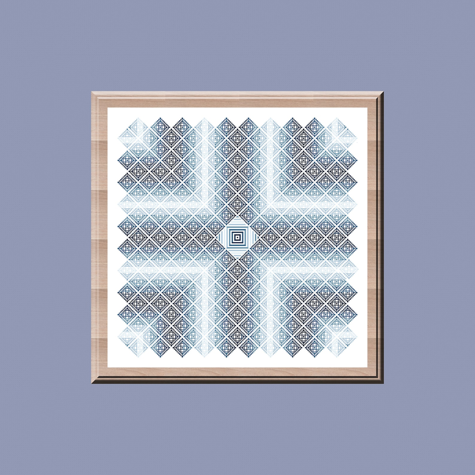 Gradient Tiles Large Blue Geometric Cross Stitch Sampler Pattern PDF ...