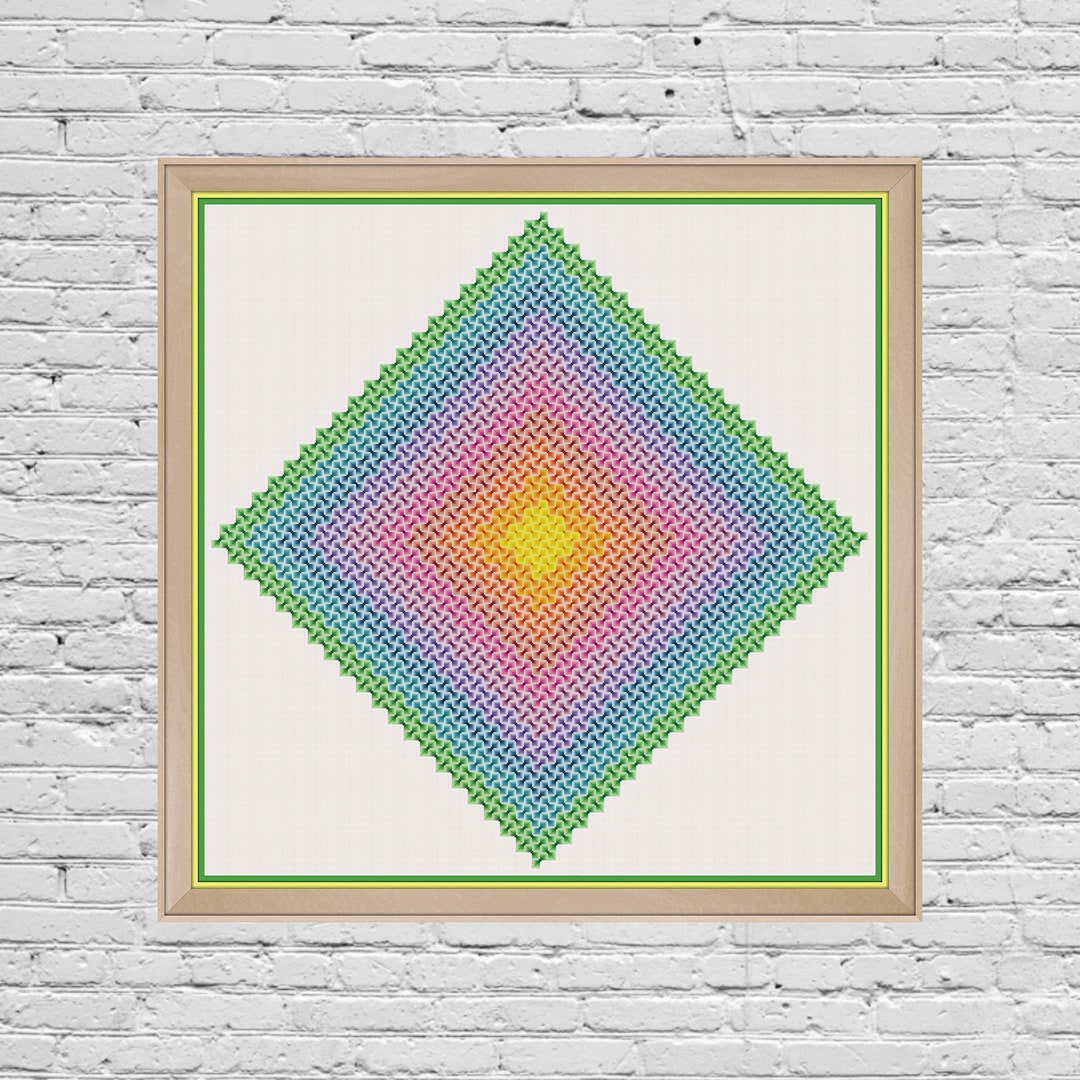 Giant Diamond Rainbow Colours Cross Stitch Sampler PDF Pattern Digital ...