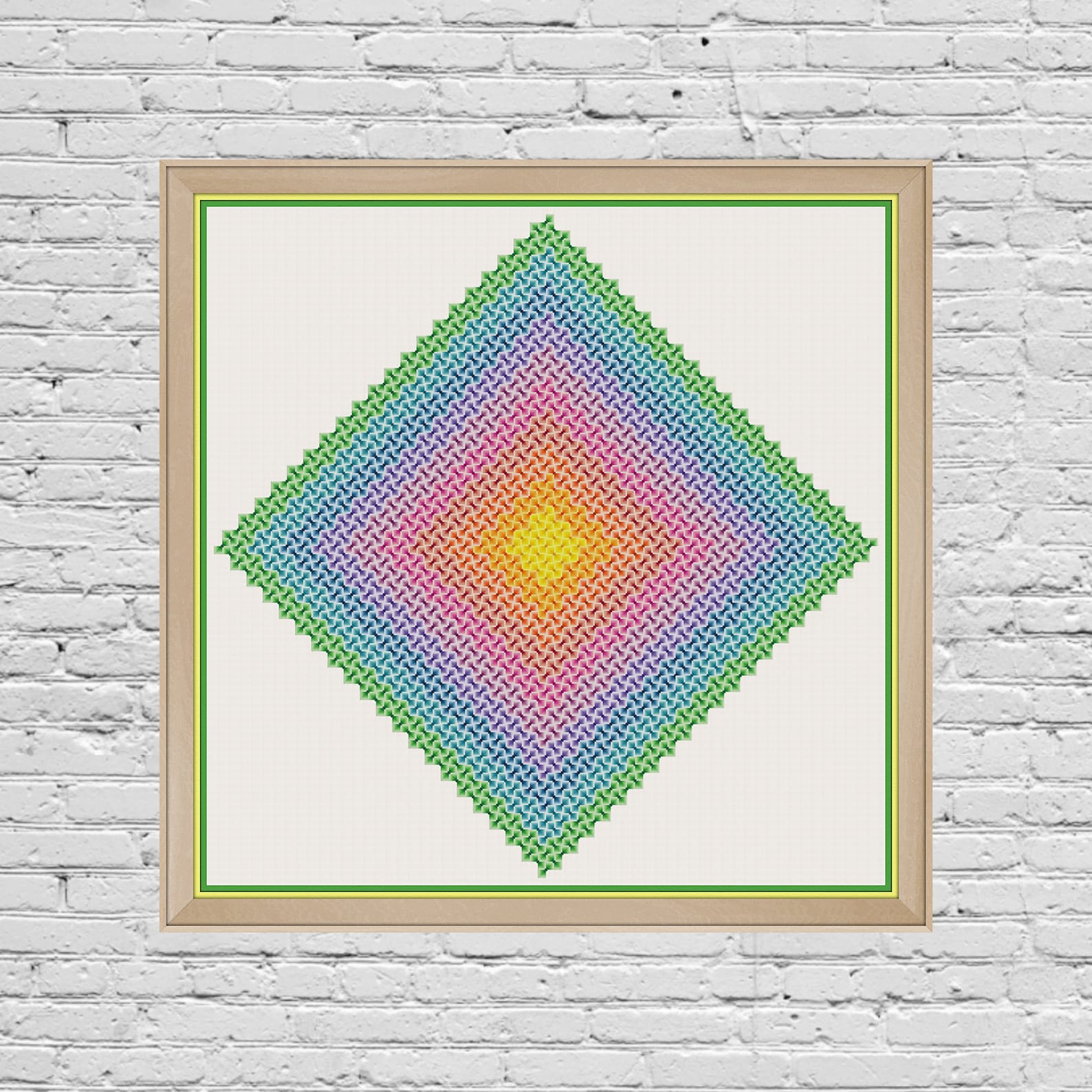 Giant Diamond Rainbow Colours Cross Stitch Sampler PDF Pattern Digital ...