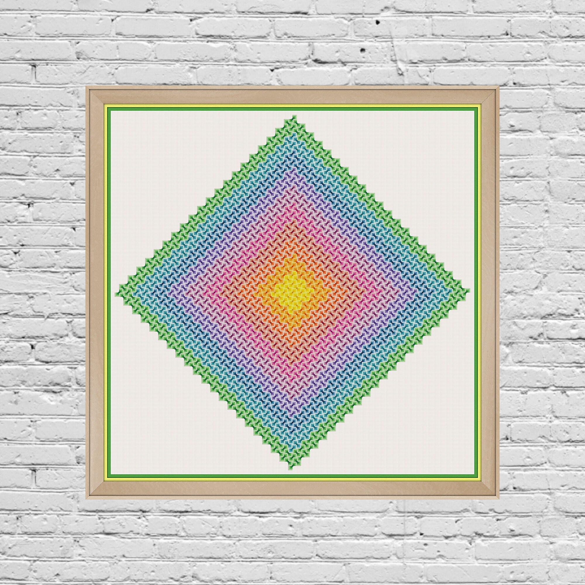 Giant Diamond Rainbow Colours Cross Stitch Sampler PDF Pattern Digital ...