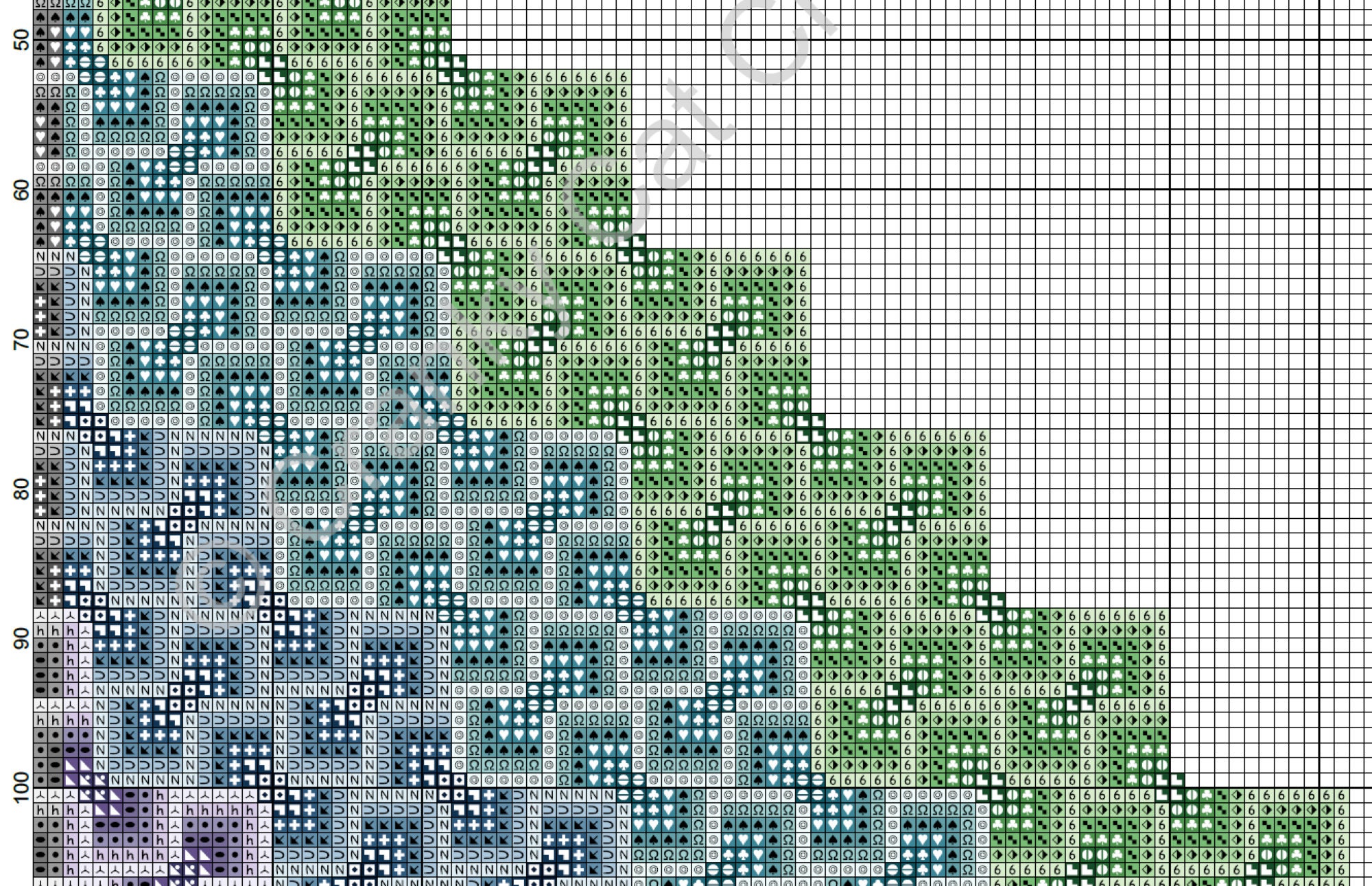 Giant Diamond Rainbow Colours Cross Stitch Sampler PDF Pattern Digital ...