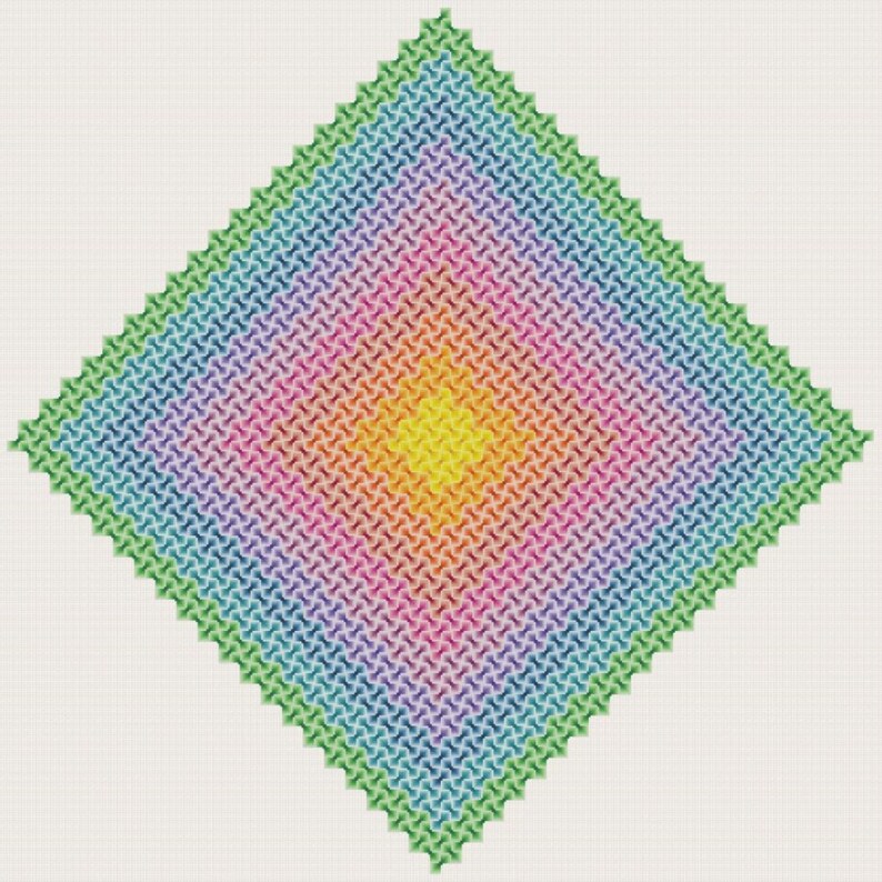 Giant Diamond Rainbow Colours Cross Stitch Sampler PDF Pattern Digital ...