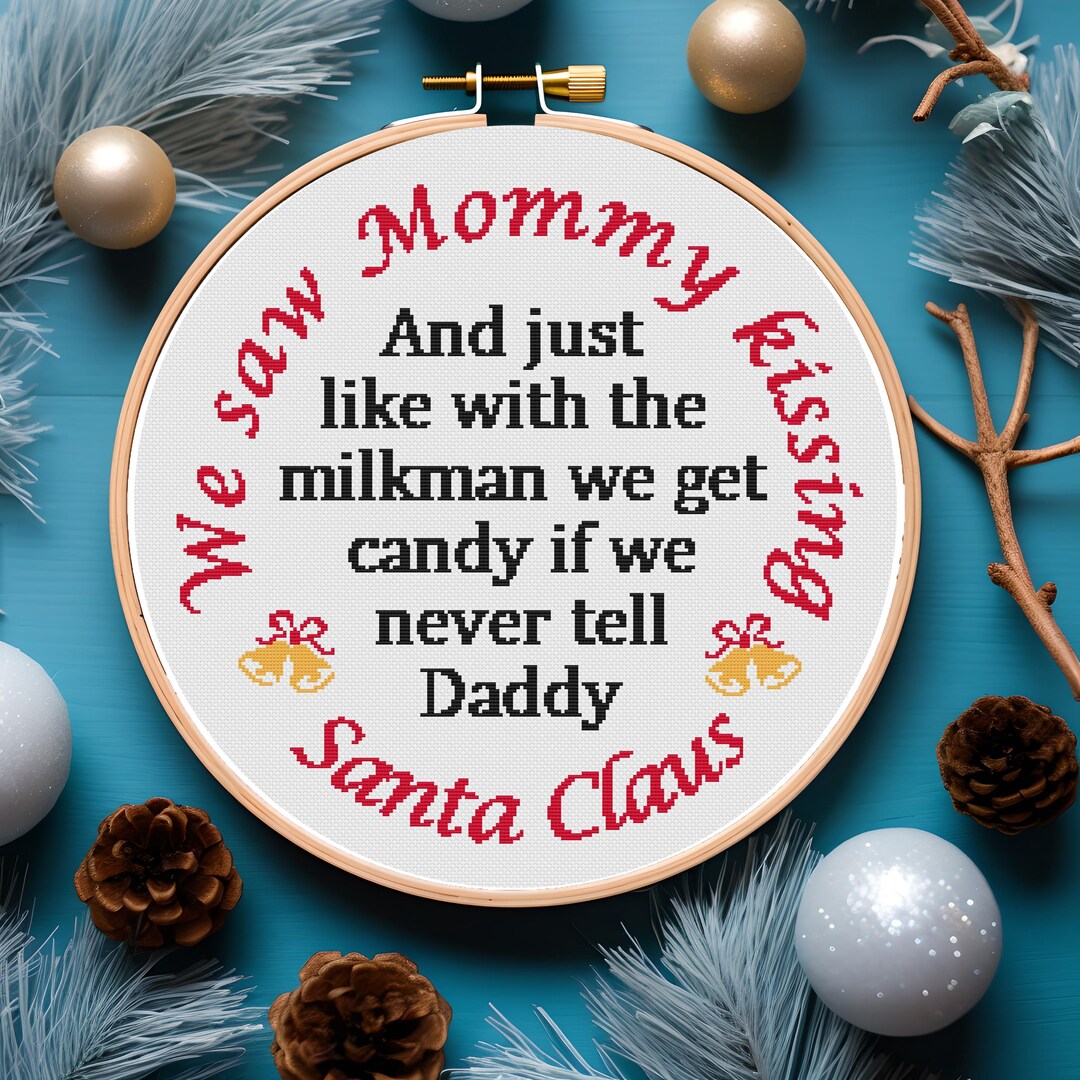 Subversive Christmas Mommy Kissing Santa Snarky Cross Stitch Pattern ...