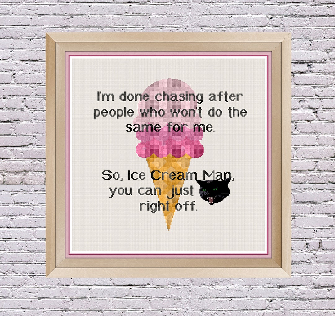 Chasing Ice Cream Man Subversive Modern Snarky Cross Stitch Pattern PDF Digital Download - Etsy