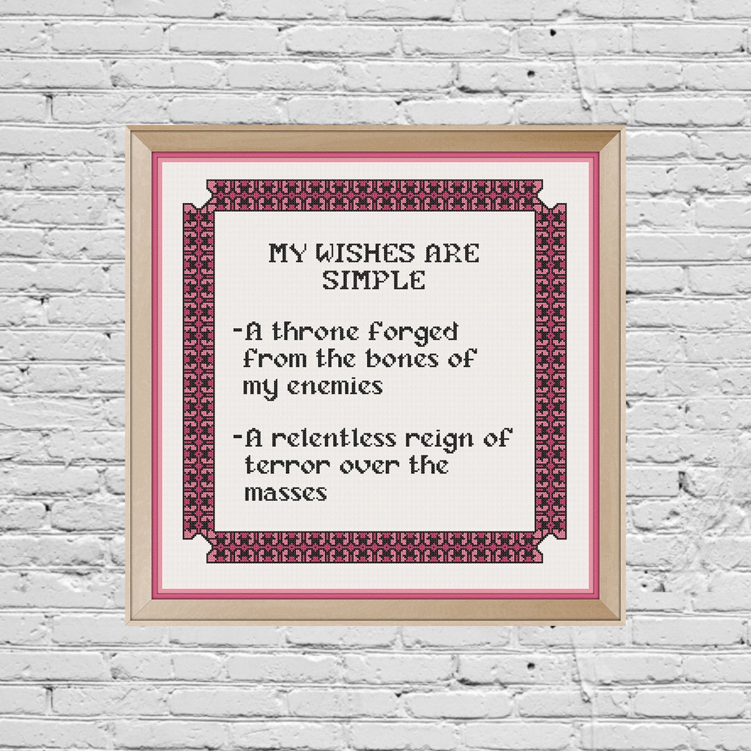 Wishes Are Simple Subversive Snarky Modern Cross Stitch Pattern PDF - Etsy