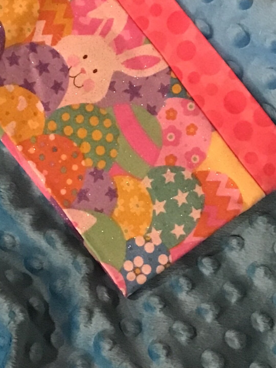 Blue Bubble Minky Fabric Pillowcases—glittery Easter Eggs & Bunnies - Etsy