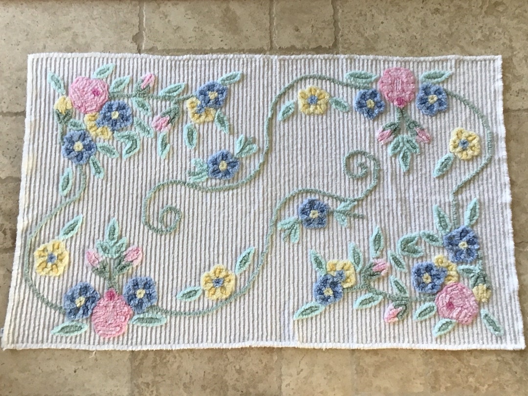 Blue Moon Original Vintage Chenille flower Vines Baby Blanket - Etsy