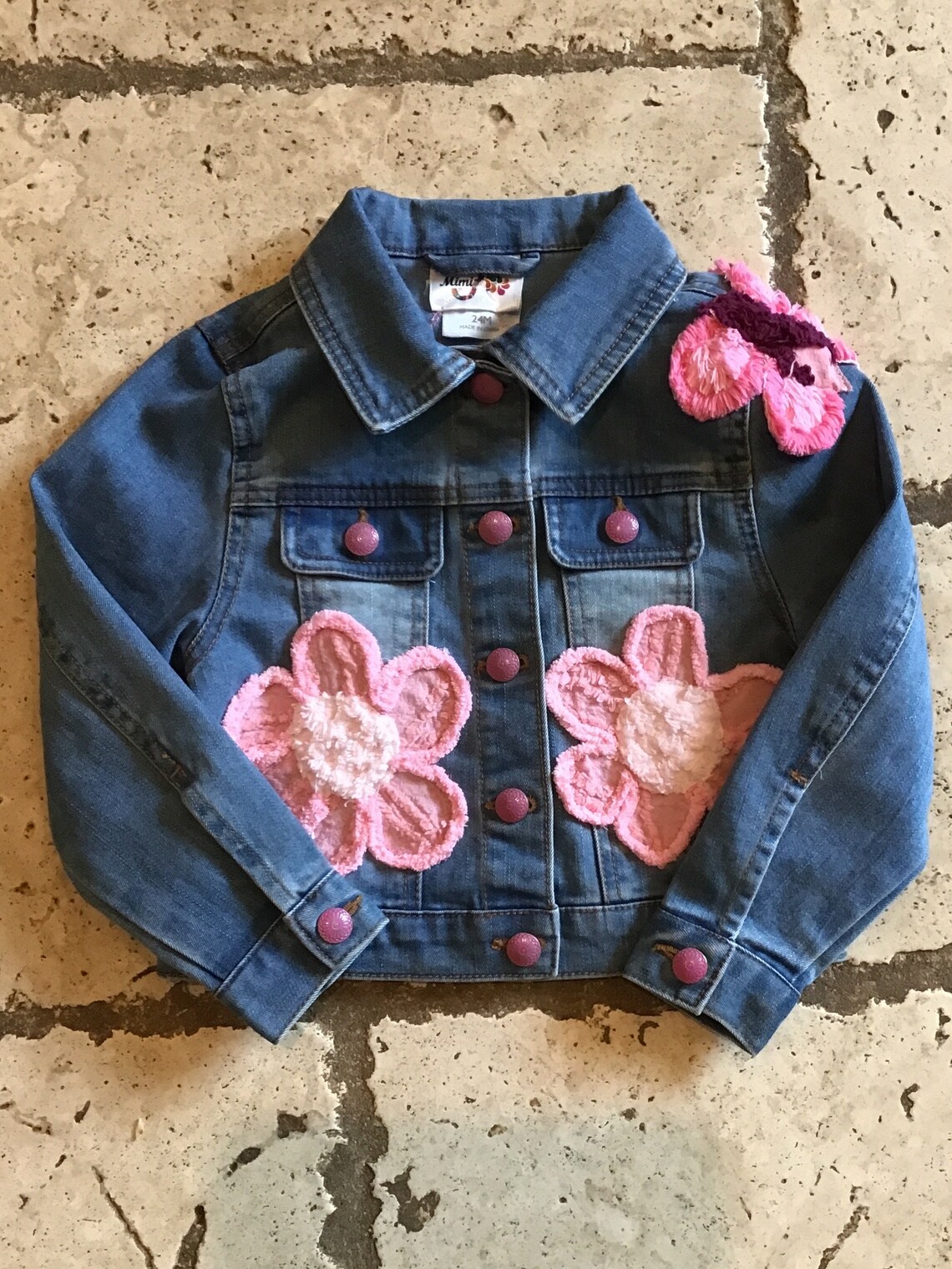 Girls Hobo Chic Denim Jean Jacket Embellished With Vintage Chenille ...
