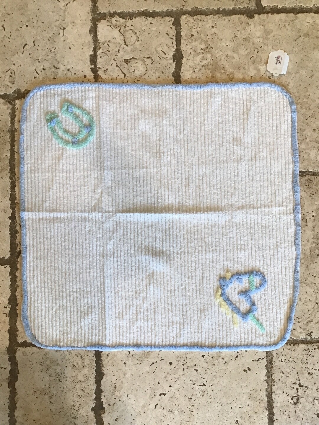 Vintage BLUE MOON Chenille Receiving Blanket— Blue Horse & Green ...