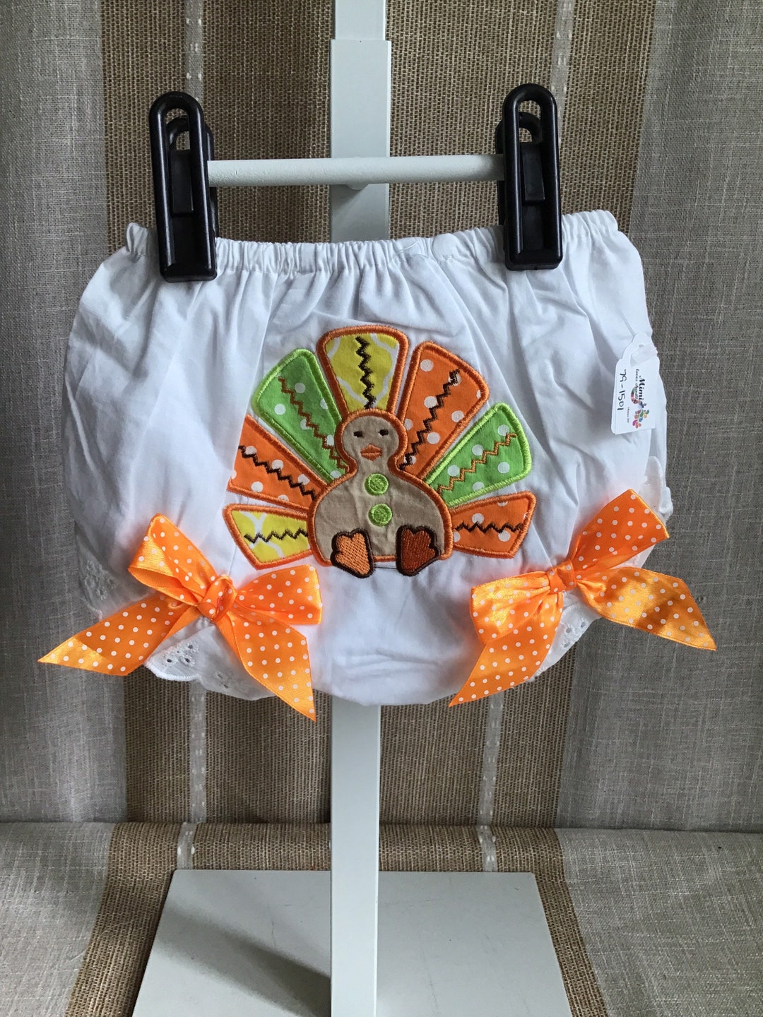 White Ruffle Turkey Appliquéd Diaper Cover SIZED 6-12 Months - Etsy