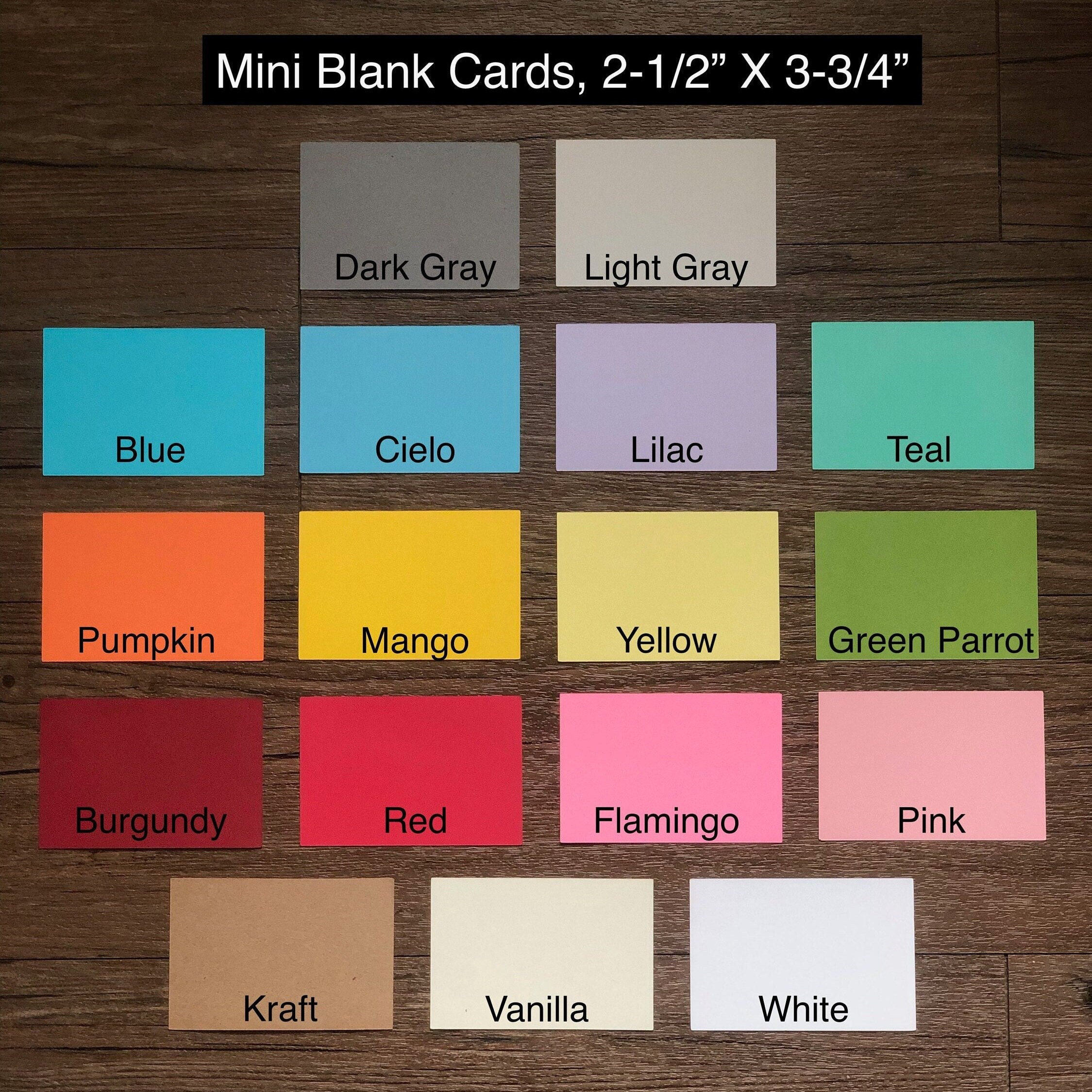 Mini Blank Cards (set of 10), Note Cards for Mini Envelopes, 2-1/2" X 3 ...
