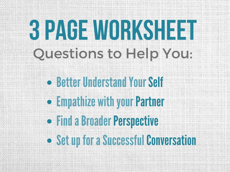 Difficult Conversations Worksheet | Couple's Guide to Reduce Conflict ...
