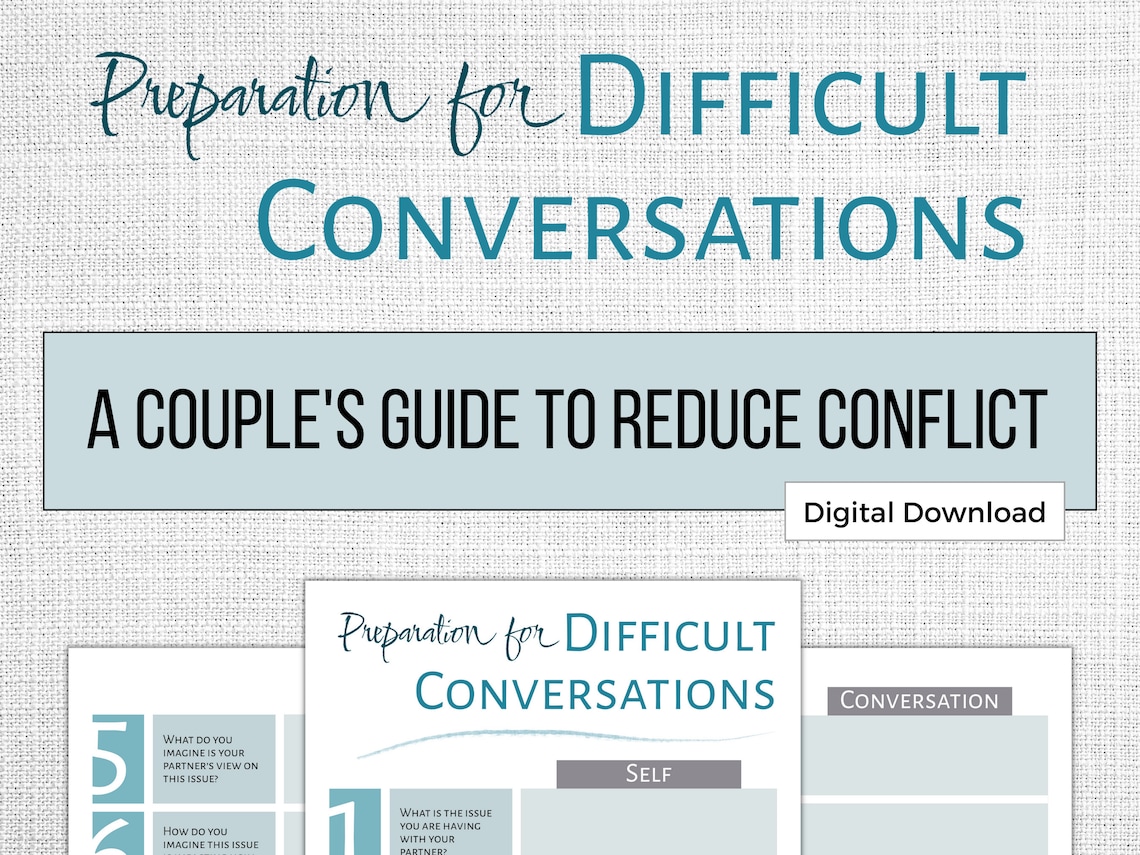 Difficult Conversations Worksheet Couple's Guide to Reduce Conflict Digital Download - Etsy