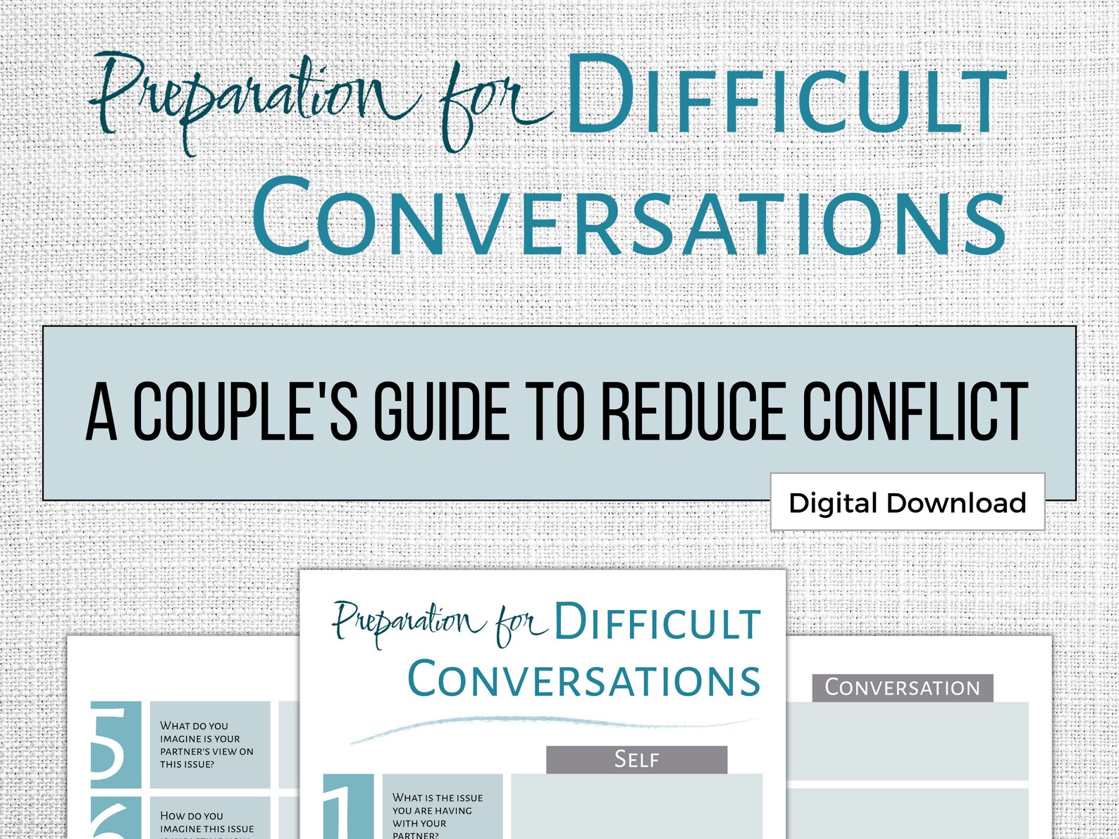 Difficult Conversations Worksheet | Couple's Guide to Reduce Conflict ...
