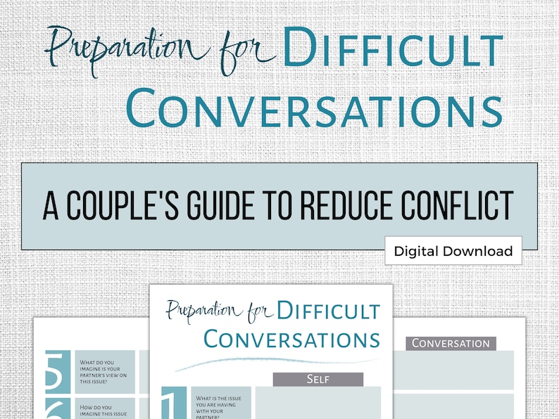 Difficult Conversations Worksheet | Couple's Guide to Reduce Conflict ...
