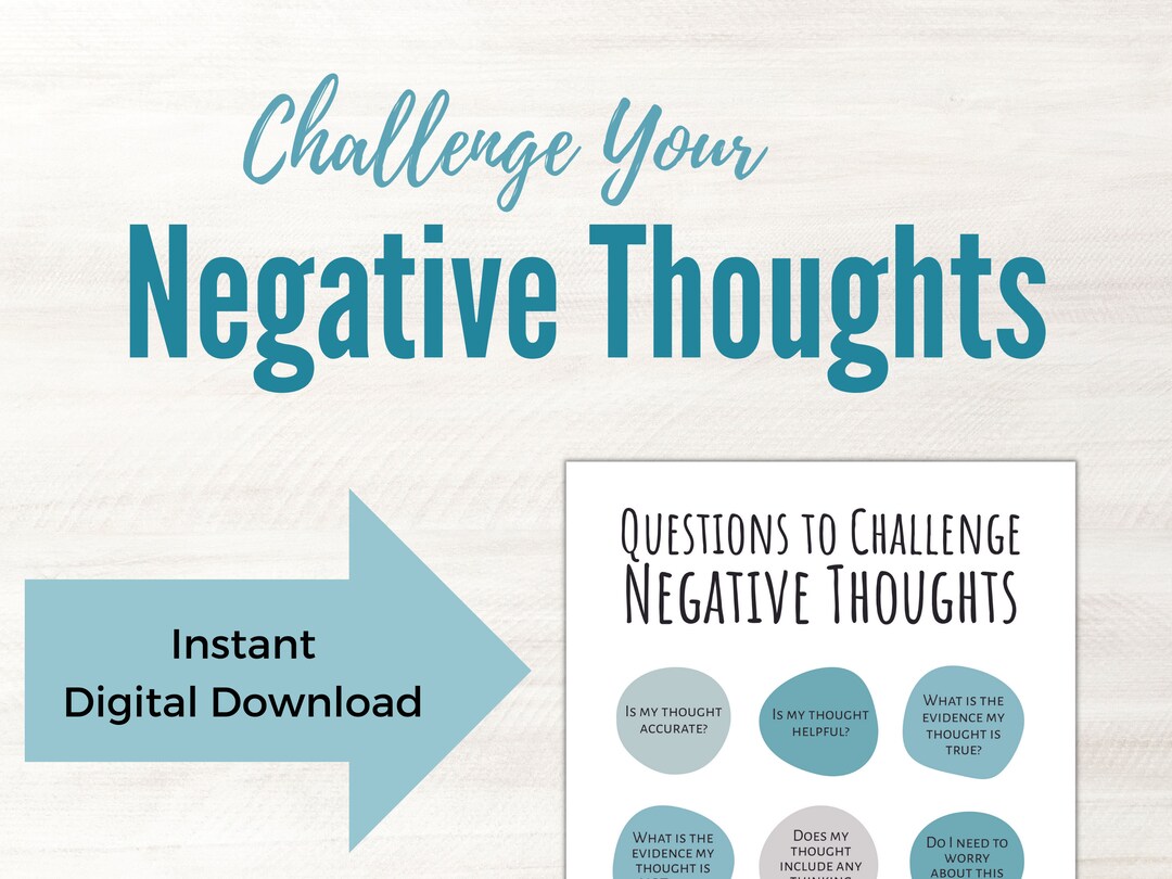 Challenge Your Negative Thoughts Poster | Mental Health Digital ...