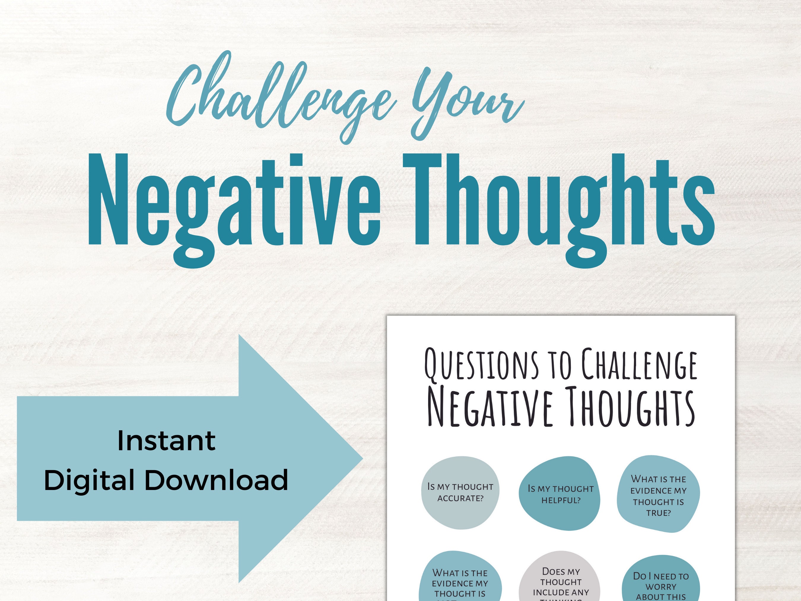 Challenge Your Negative Thoughts Poster | Mental Health Digital ...