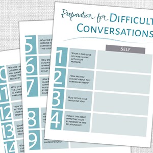 Difficult Conversations Worksheet | Couple's Guide to Reduce Conflict ...