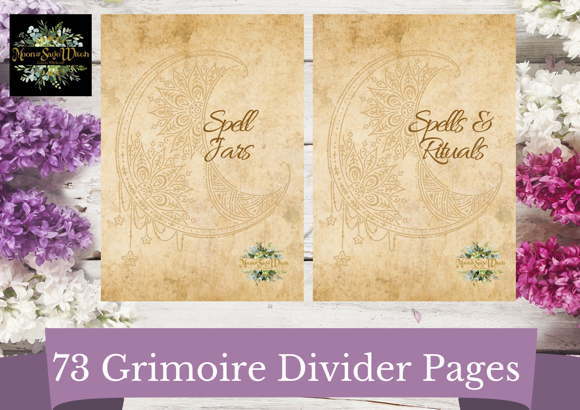 73 Book of Shadows Divider Pages, Book of Shadows Title Pages, Grimoire ...