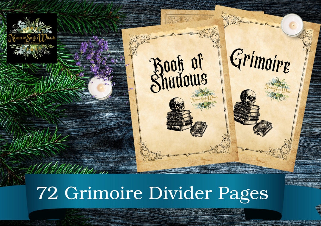 72 Book of Shadows Divider Pages, Book of Shadows Title Pages, Grimoire ...