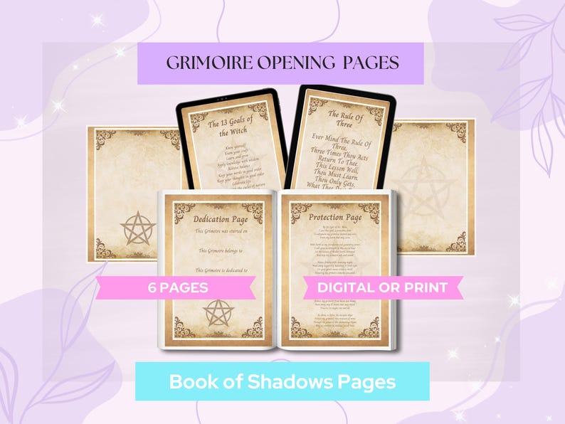 Grimoire Opening Pages | Printable Book of Shadows | Witch's Rule of ...