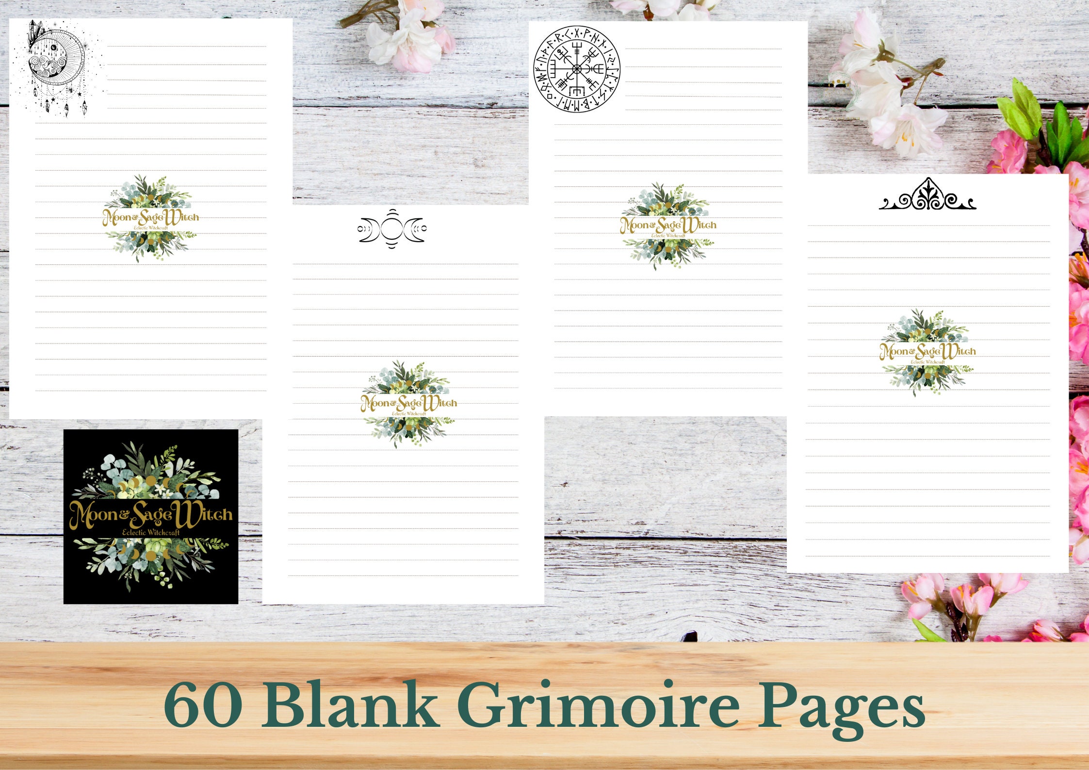 Blank Book of Shadows Printable Pages, Grimoire Pages, Witchy, Vintage ...