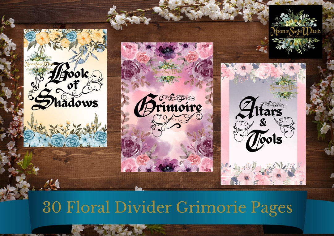 30 Book of Shadows Divider Pages, Book of Shadows Title Pages, Grimoire ...