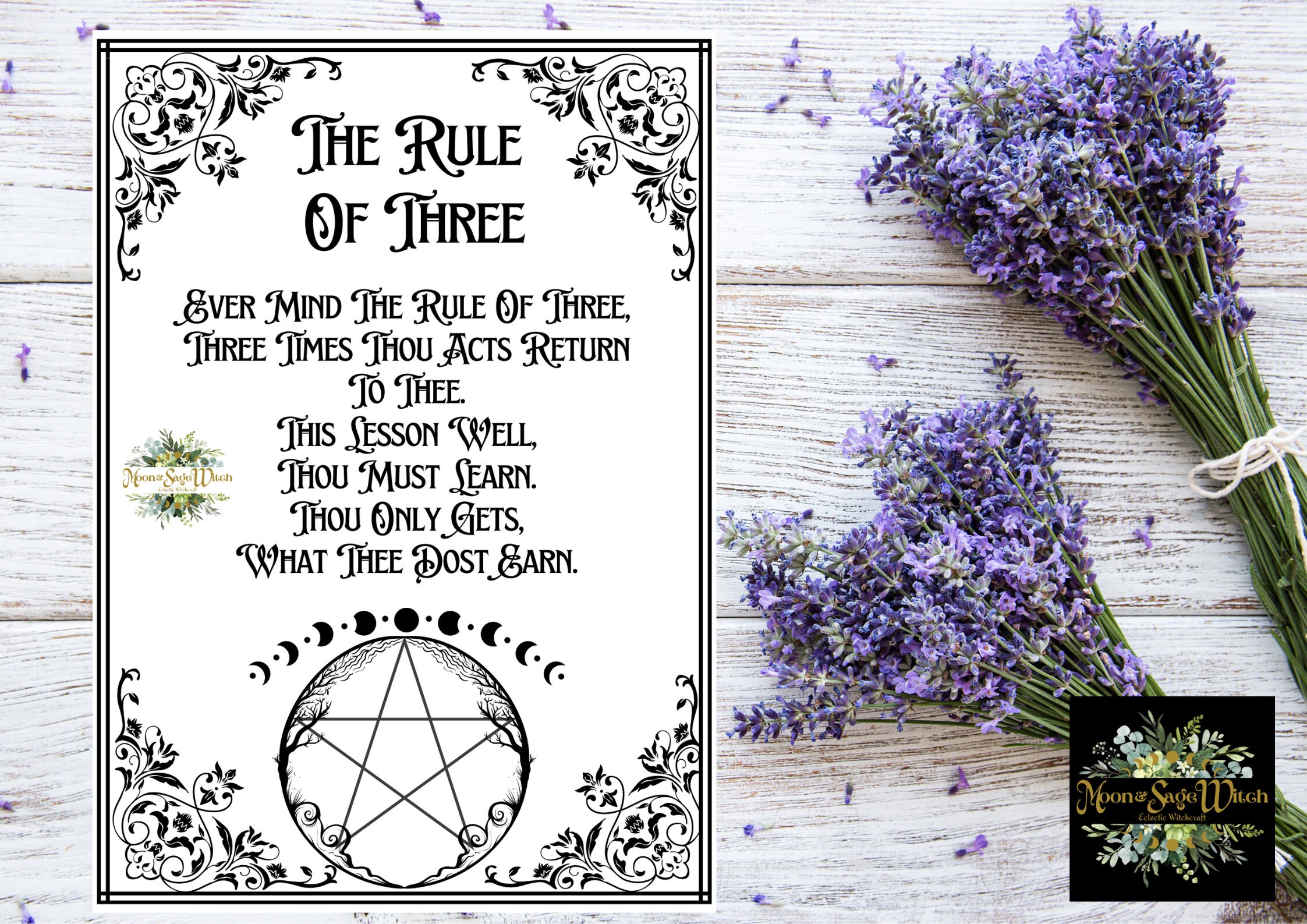 The Rule of Three, Laws of Wicca, Printable Book of Shadows Page ...