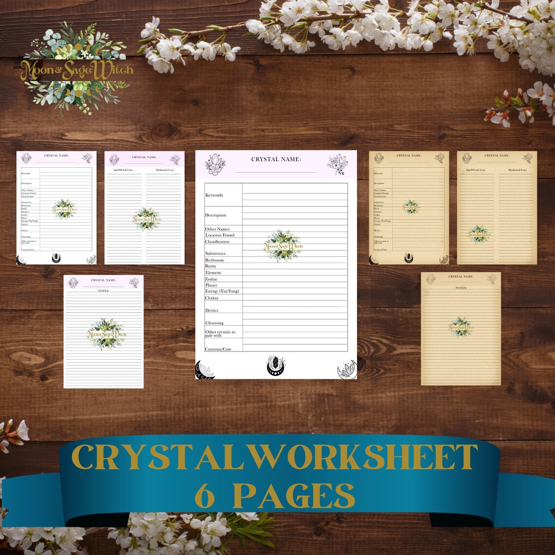 Crystal Worksheet, Blank Grimoire Page, Witchcraft Basics, Instant ...