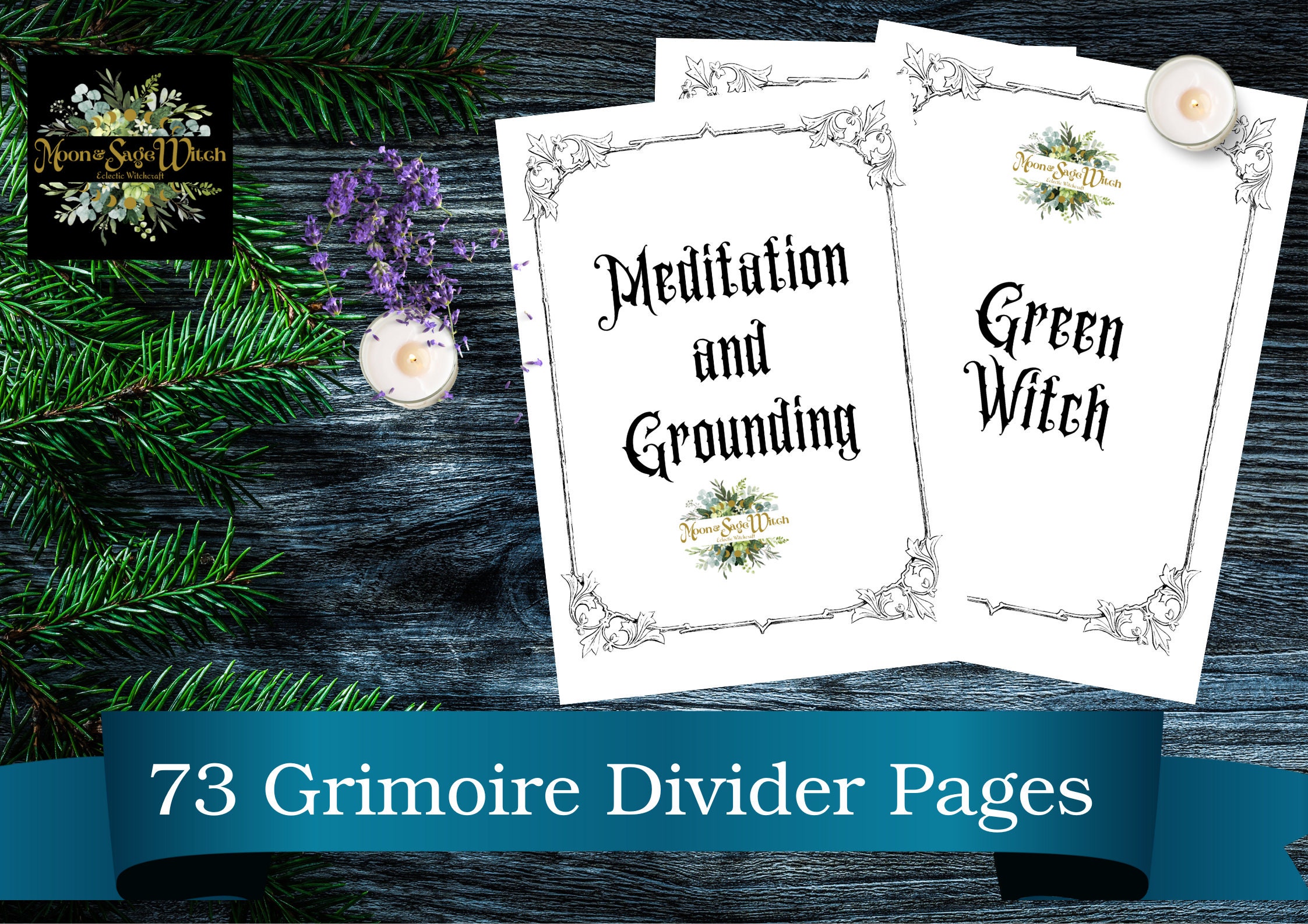 73 Book of Shadows Divider Pages, Book of Shadows Title Pages, Grimoire ...