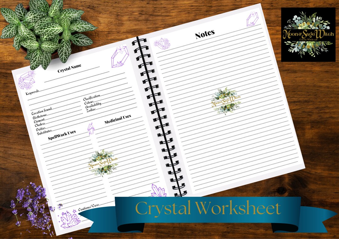 Crystal Worksheet for Book of Shadows or Grimoire, Crystal Template ...