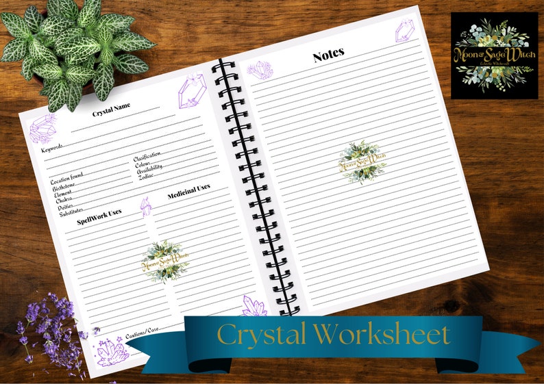 Crystal Worksheet for Book of Shadows or Grimoire, Crystal Template ...
