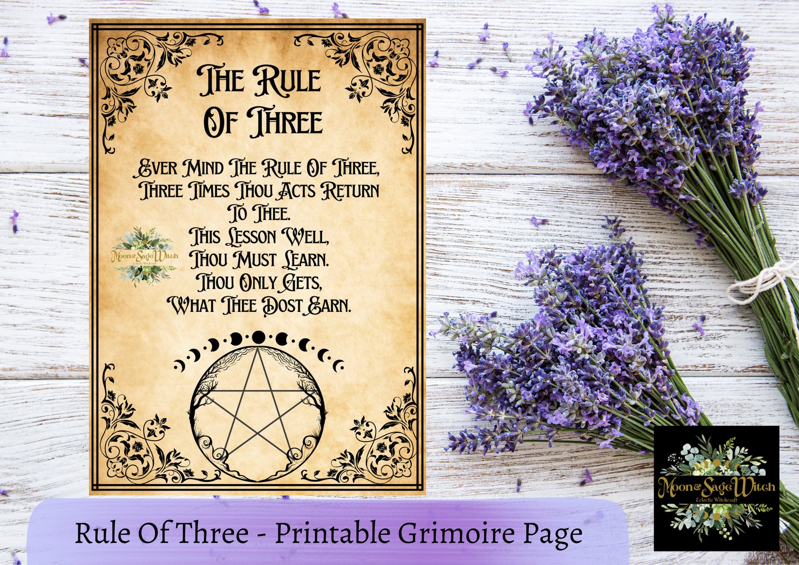 The Rule of Three, Laws of Wicca, Printable Book of Shadows Page ...
