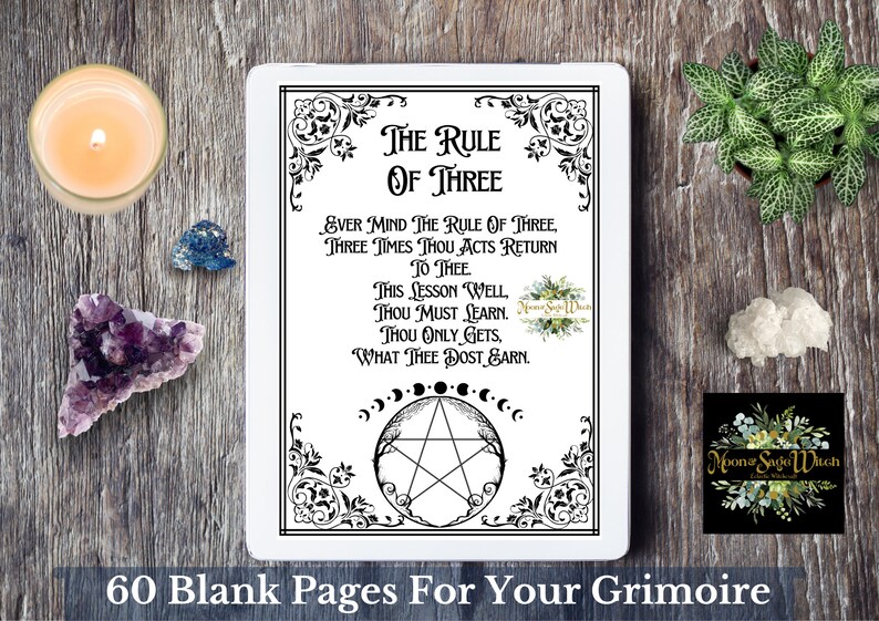 The Rule of Three, Laws of Wicca, Printable Book of Shadows Page ...