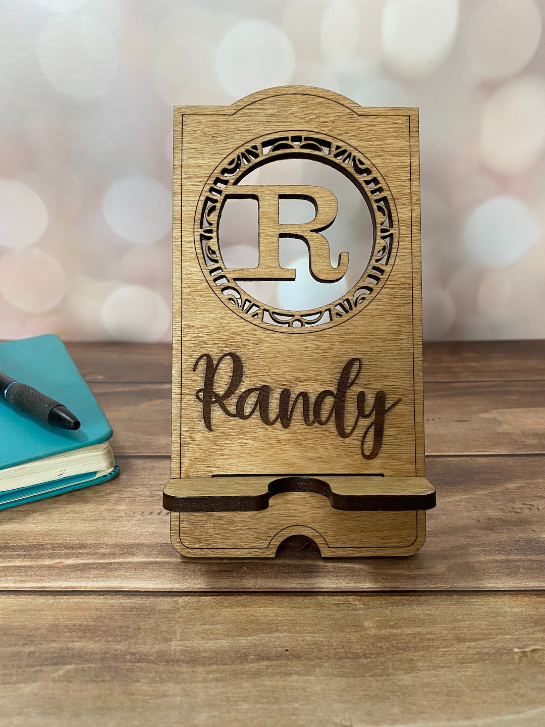 Monogrammed Phone Stand - Etsy