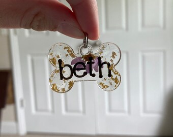 Floral Resin Dog Tag - Etsy