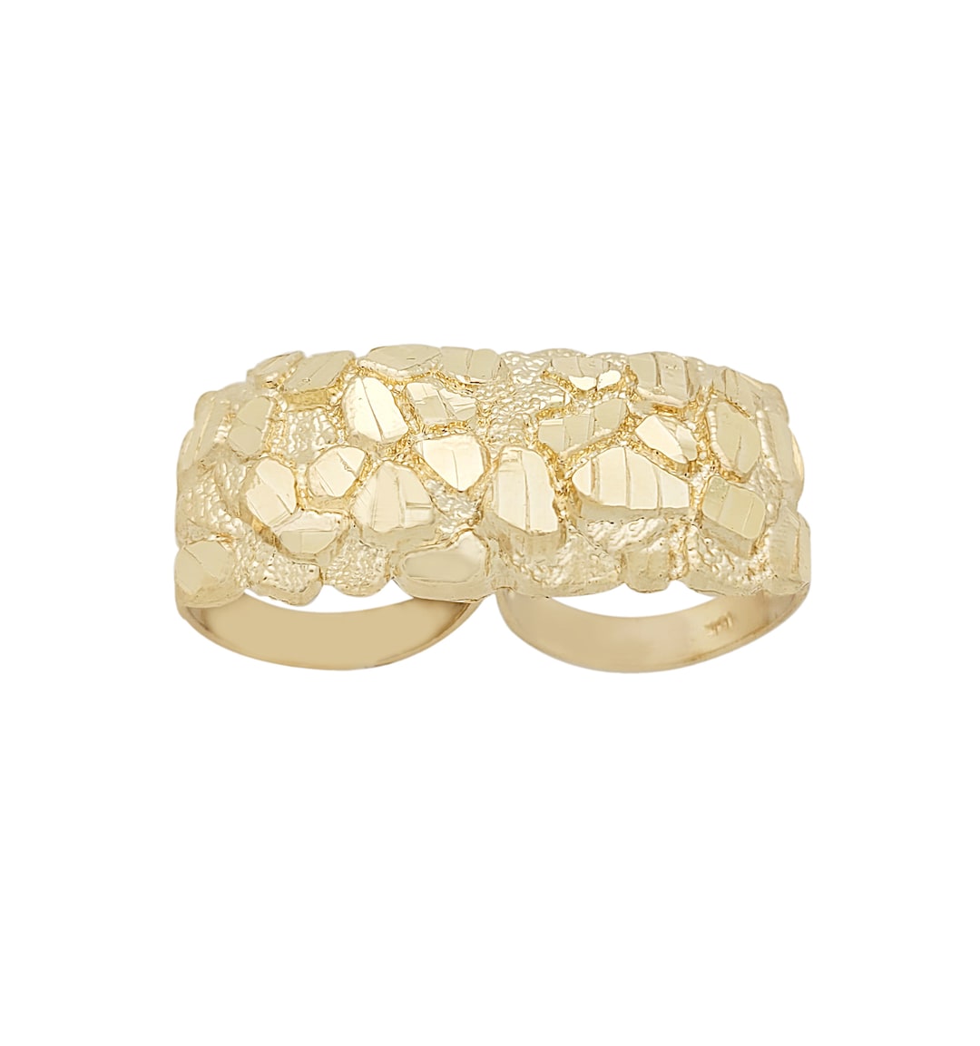 10k Gold Solid Nugget Ring Two Finger Ring for Men - Etsy