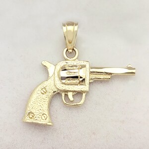 10k Yellow Gold Revolver Hand Gun Pendant Small Gun Charm - Etsy