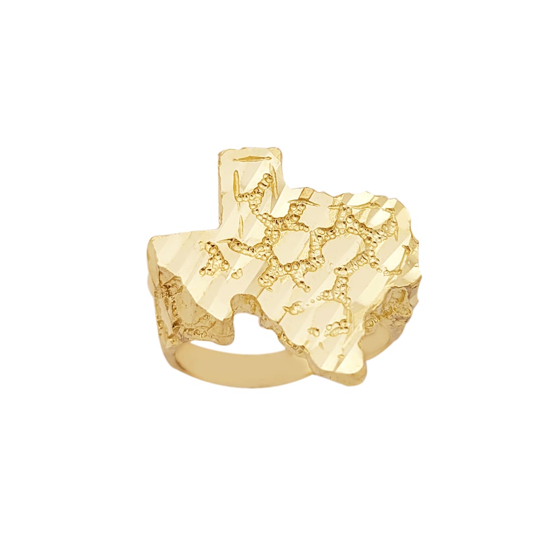 10K Yellow Gold Texas Nugget Ring for Men Texas State Gold Ring Size 10 ...