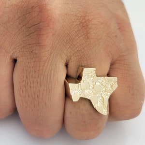 10K Yellow Gold Texas Nugget Ring for Men Texas State Gold Ring Size 8 ...