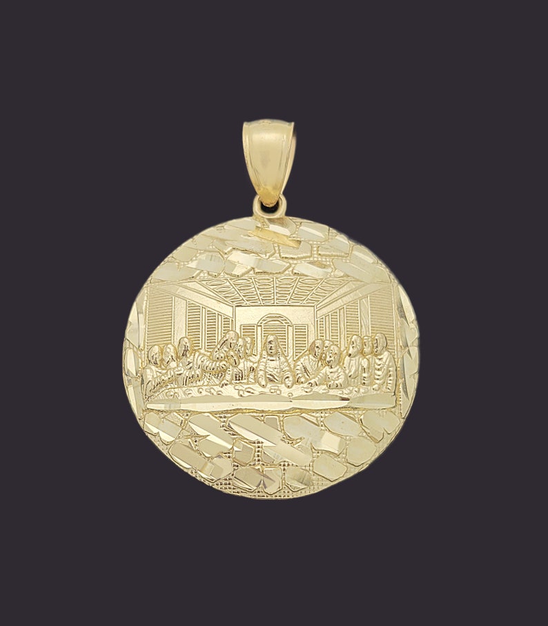 10K Gold Nugget Last Supper Pendant Last Supper Medal Diamond - Etsy