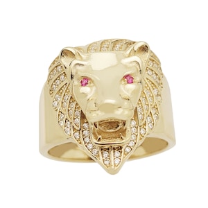 10K Yellow Gold Lion Ring Pinky Ring Size 8 - Etsy