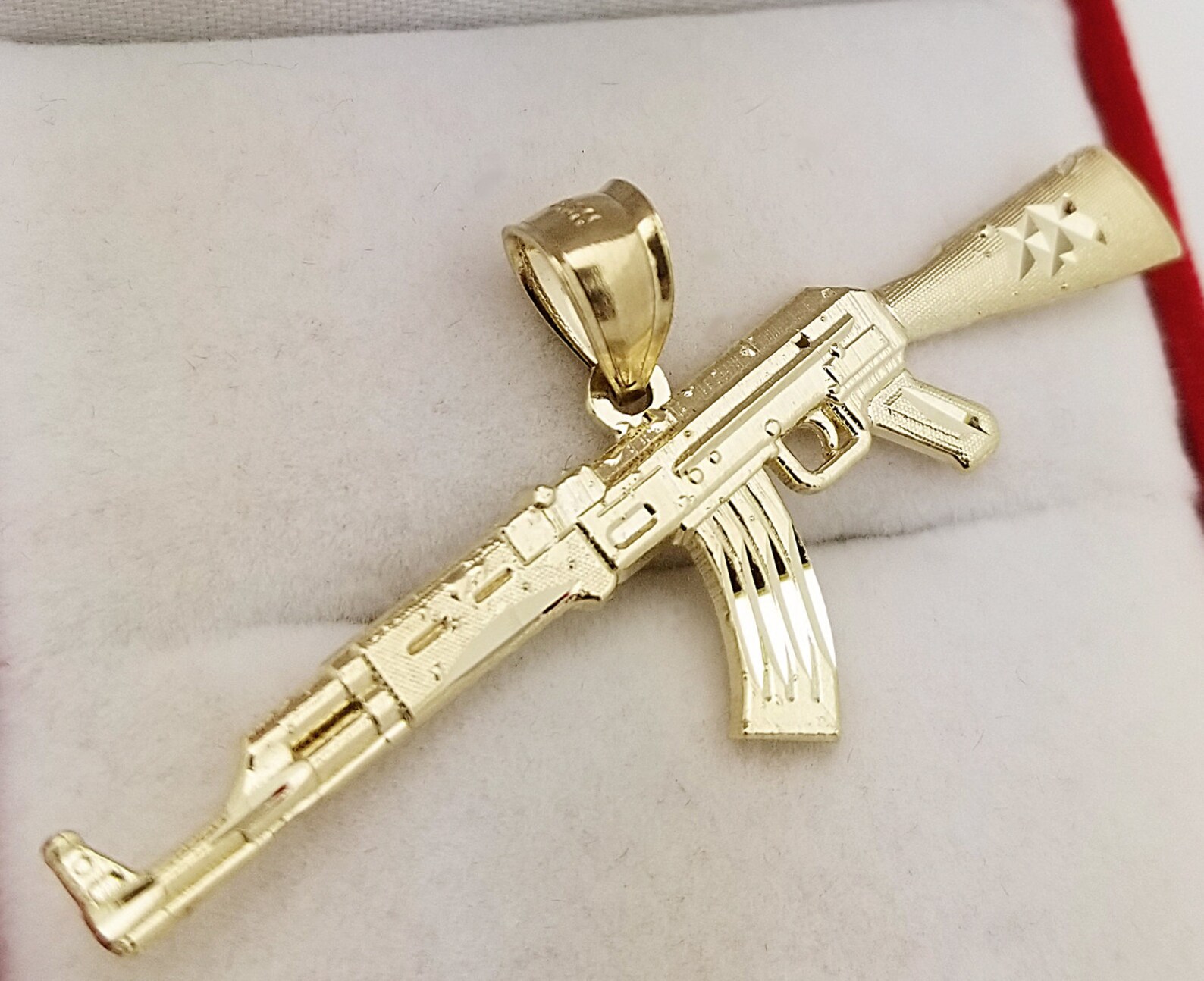 10k Yellow Gold AK 47 Pendant Gold Rifle Necklace Pendant Gun - Etsy