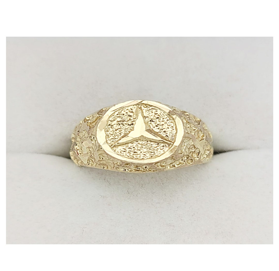 10K Yellow Solid Gold Mercedes Benz Ring 3.2 G Nugget Ring Size 6 - Etsy