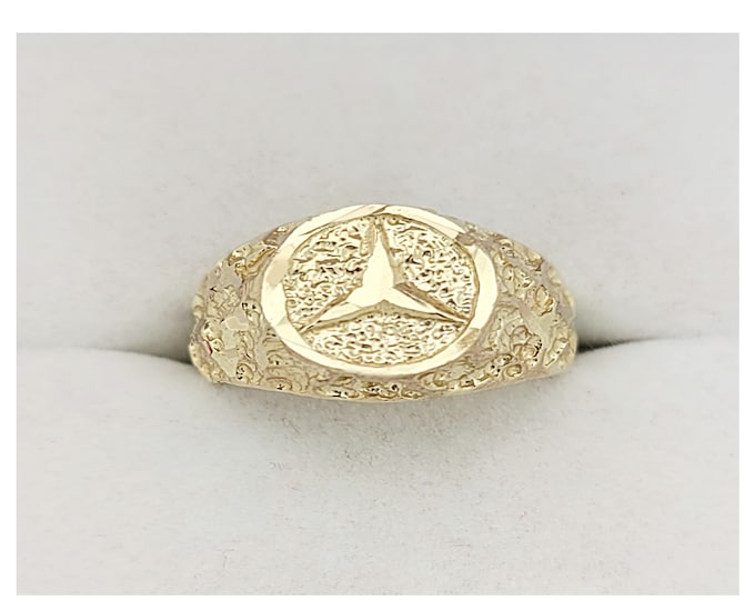 10K Yellow Solid Gold Mercedes Benz Ring 3.2 G Nugget Ring Size 6 - Etsy