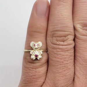 10K Yellow Gold Bear Ring Baby Bear Ring - Etsy