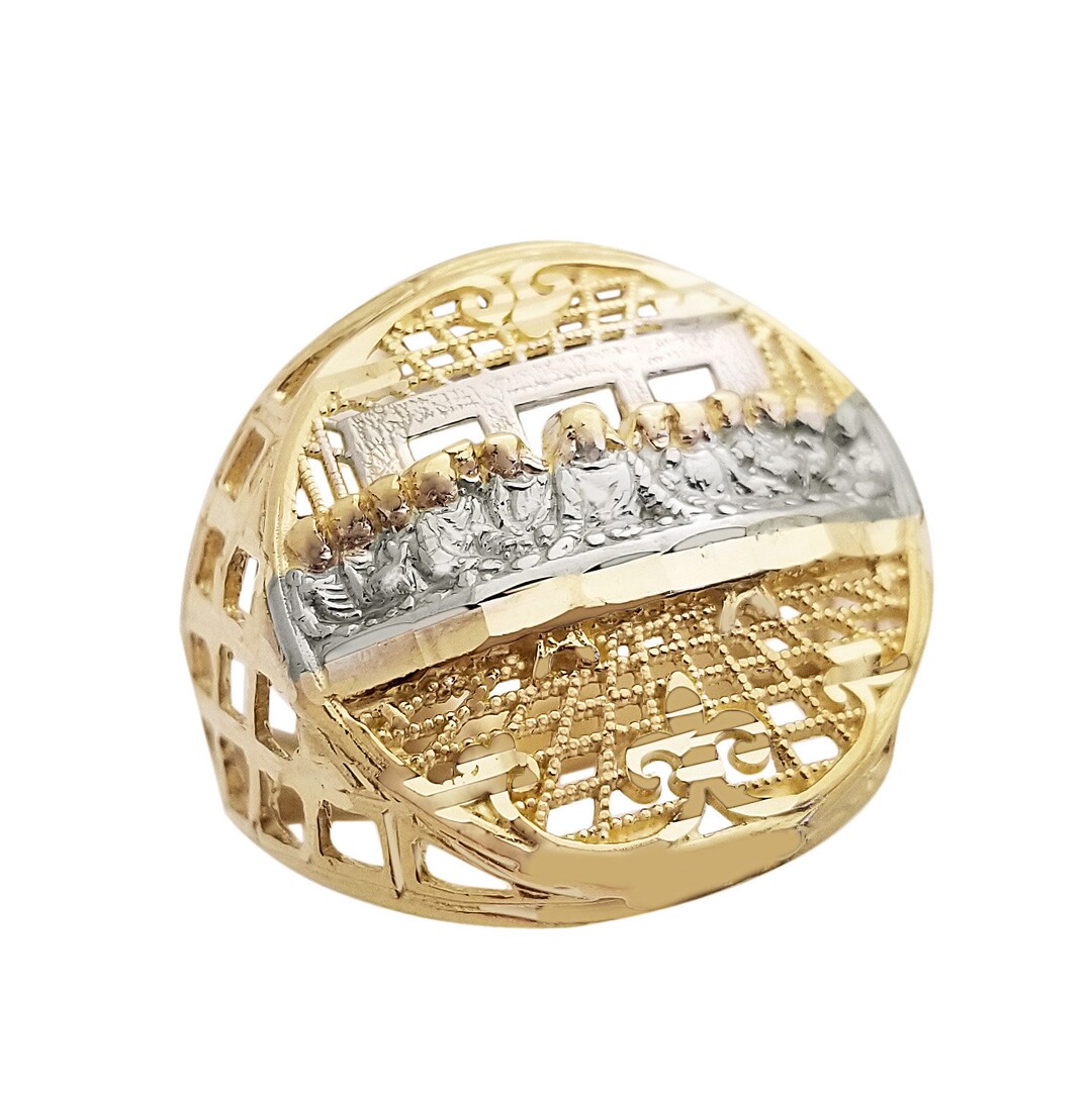 Men's 10K Yellow Gold Last Supper Ring Hip Hop Ring - Etsy