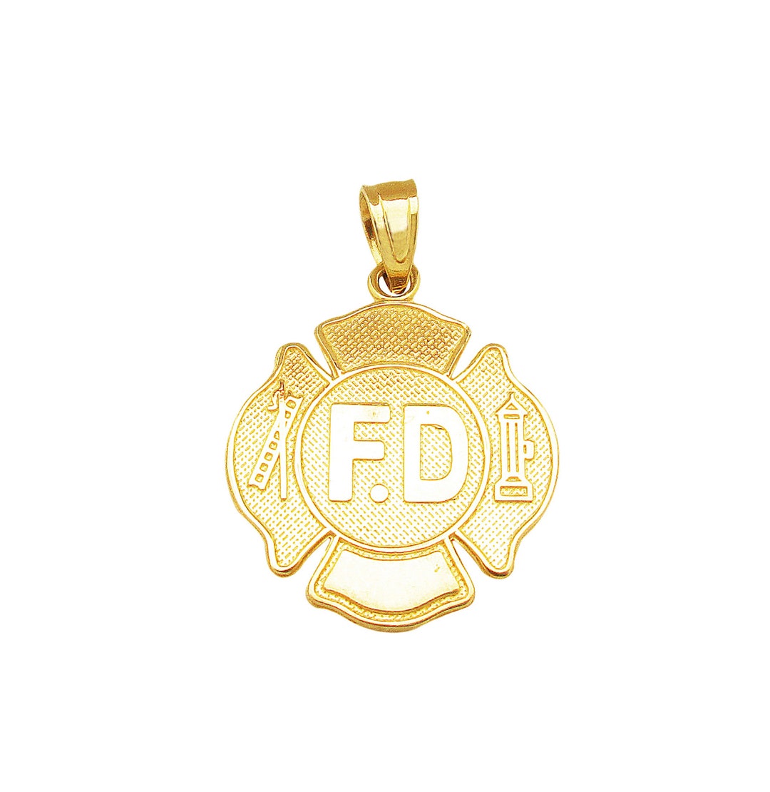 10K Yellow Gold Fireman Firefighter Pendant Fire Dept Charm F.D Charm ...